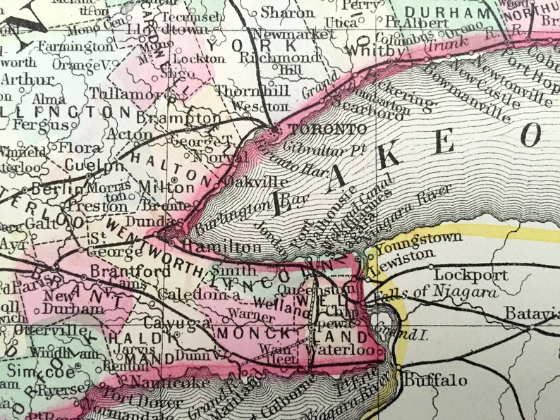 Antique 1871 Ontario Canada Map by S.A. Mitchell Toronto | Etsy