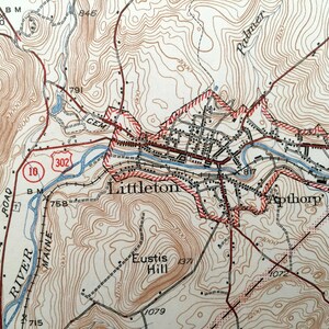 Antique Littleton, New Hampshire 1935 US Geological Survey Topographic ...