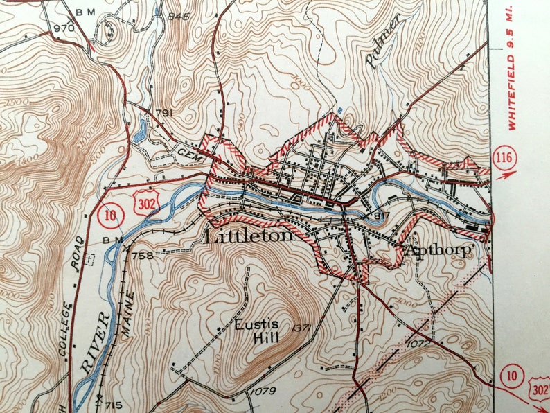 Antique Littleton New Hampshire 1935 US Geological Survey - Etsy
