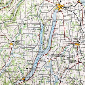 Antique Finger Lakes, New York 1962 US Geological Survey Topographic ...