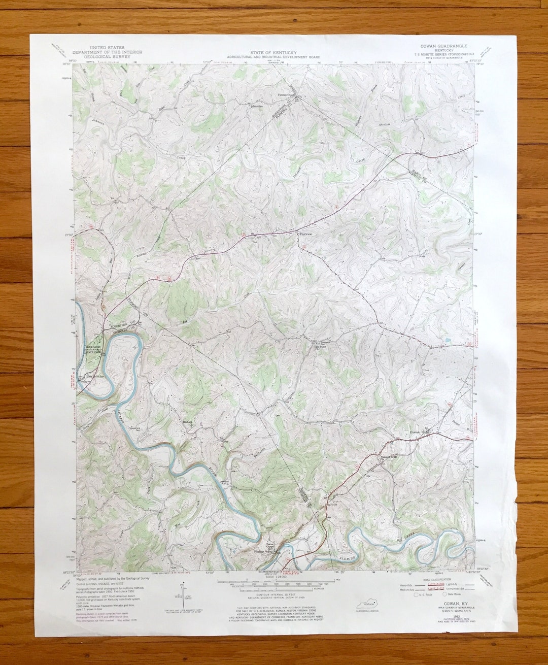 Antique Cowan, Kentucky 1952 US Geological Survey Topographic Map ...