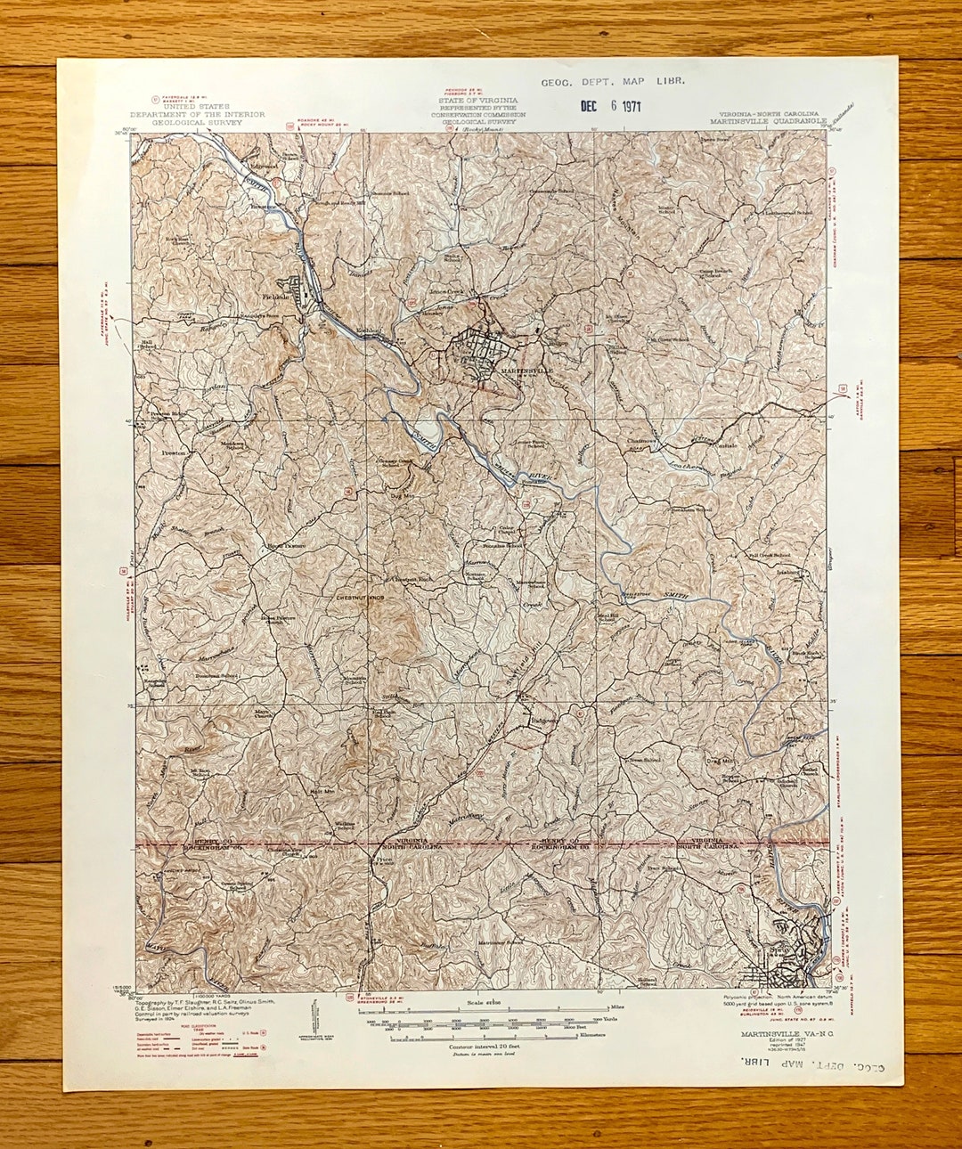 Antique Martinsville, Virginia 1927 US Geological Survey Topographic ...