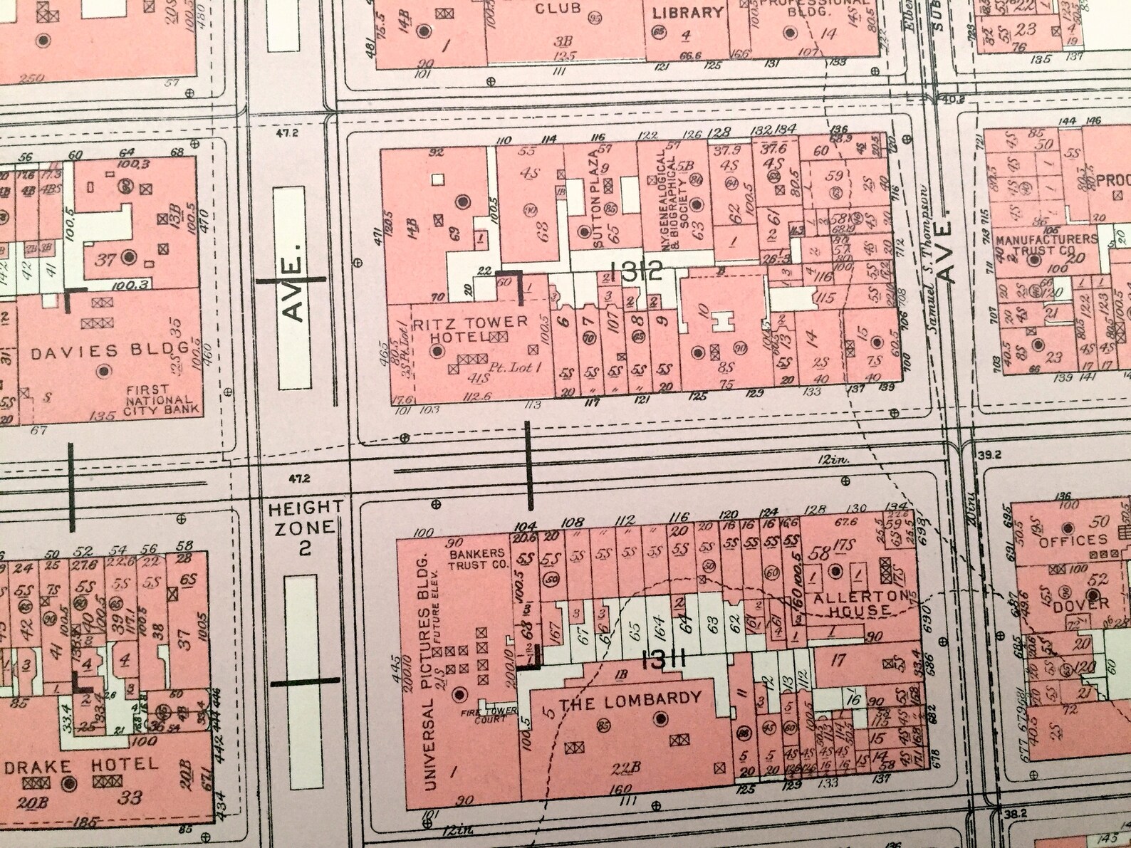 Antique Manhattan, New York City Map From Bromley's 1955 Manhattan Land ...