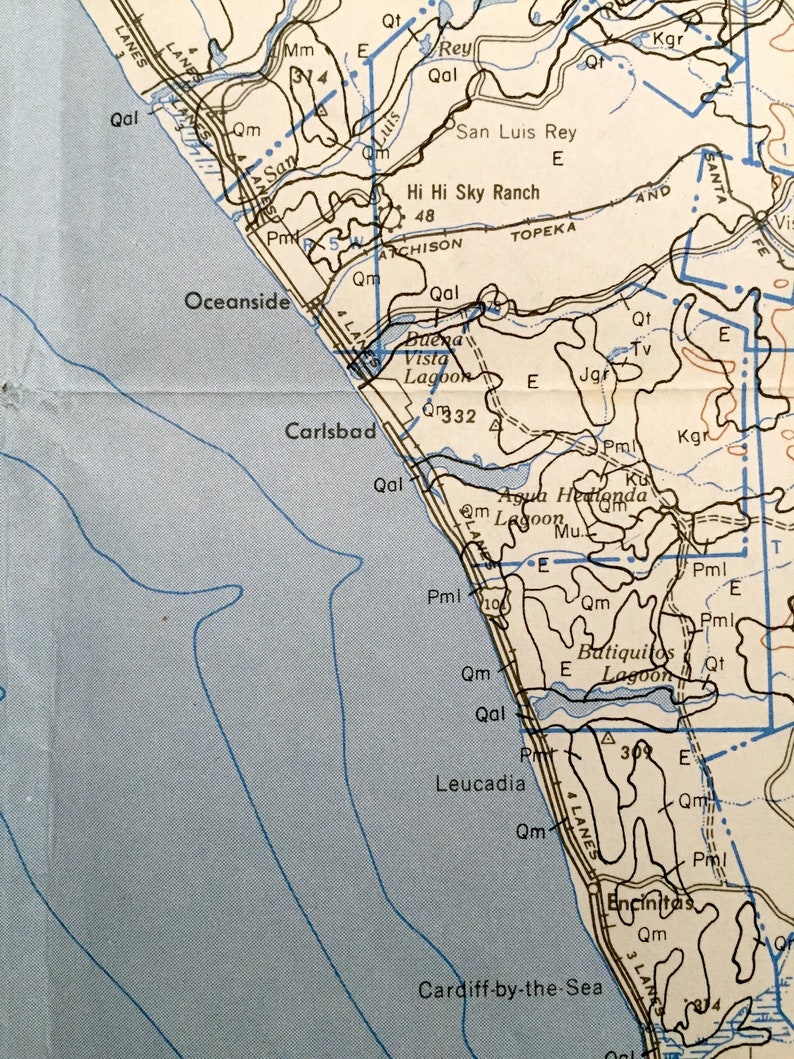 Antique Santa Ana, California 1955 US Geological Survey Topographic Map ...