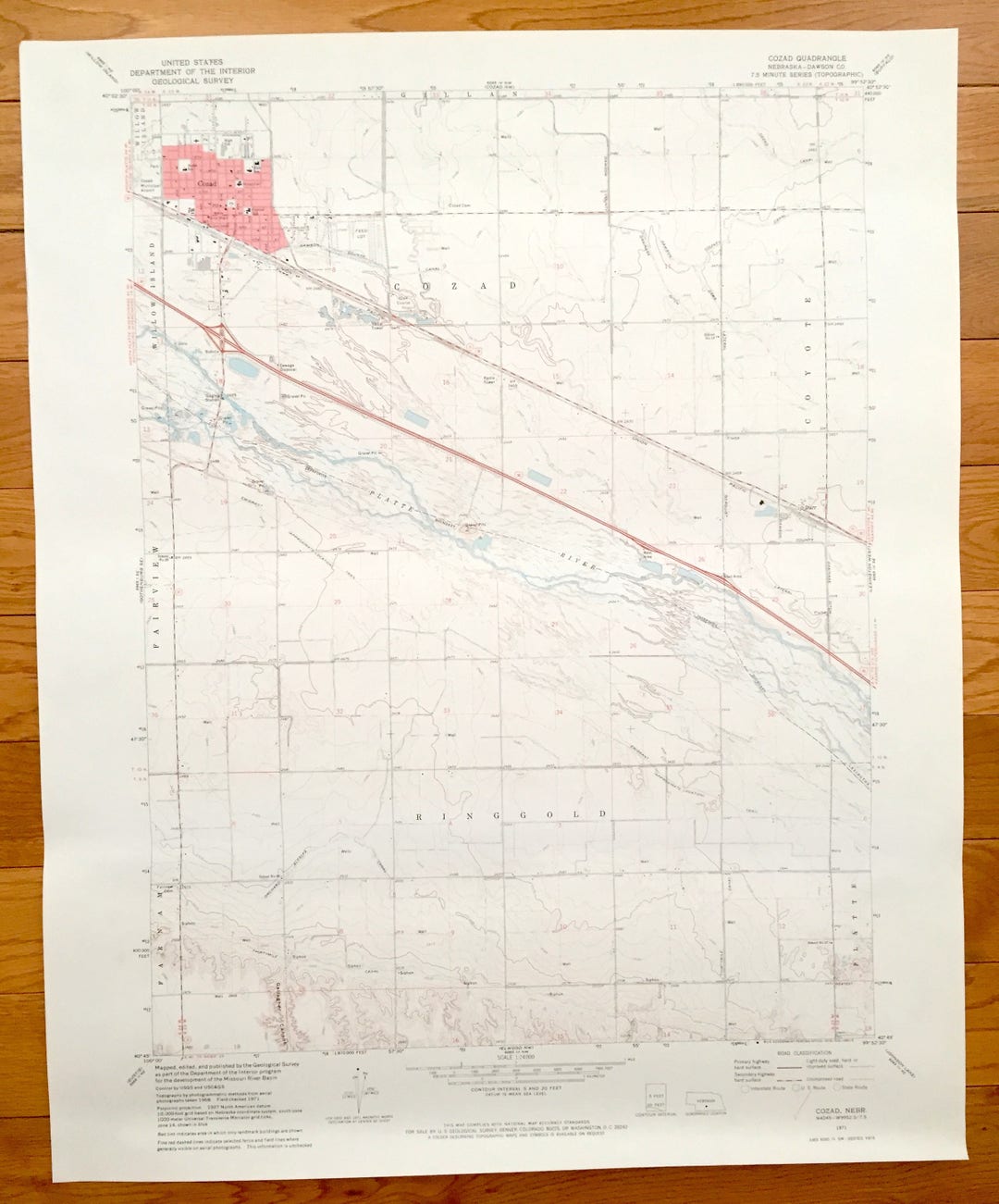 Antique Cozad, Nebraska 1971 US Geological Survey Topographic Map ...