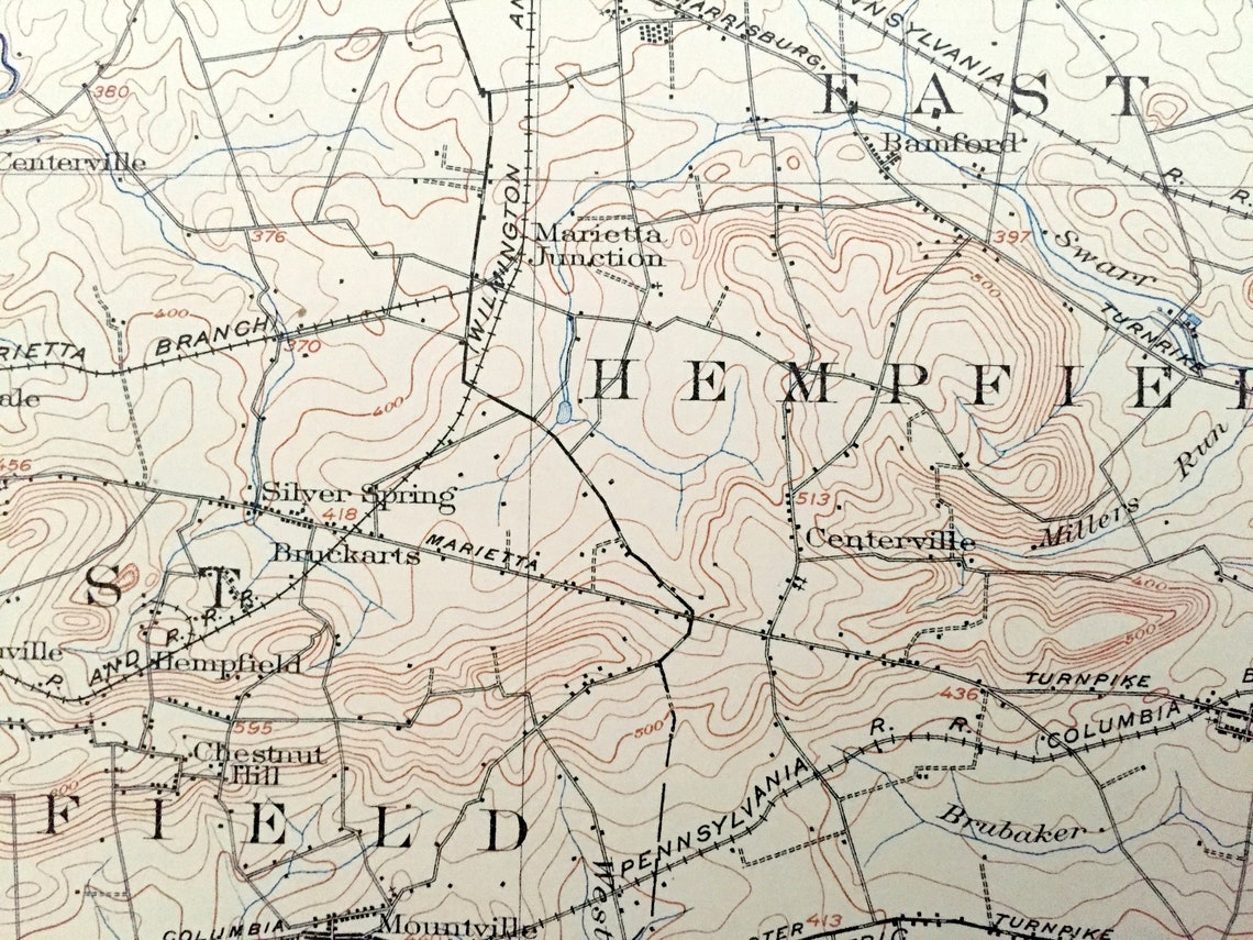 Antique Lancaster Pennsylvania 1904 US Geological Survey | Etsy