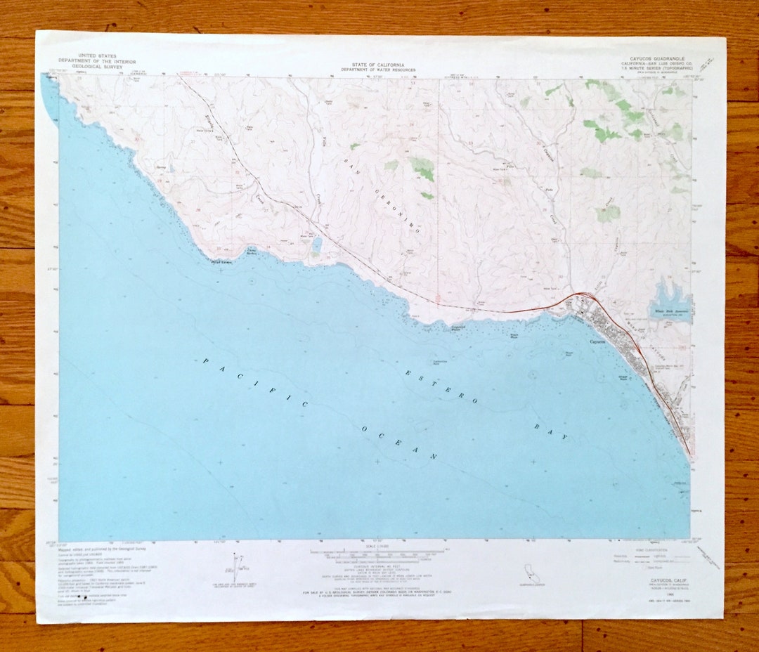 Antique Cayucos, California 1965 US Geological Survey Topographic Map ...