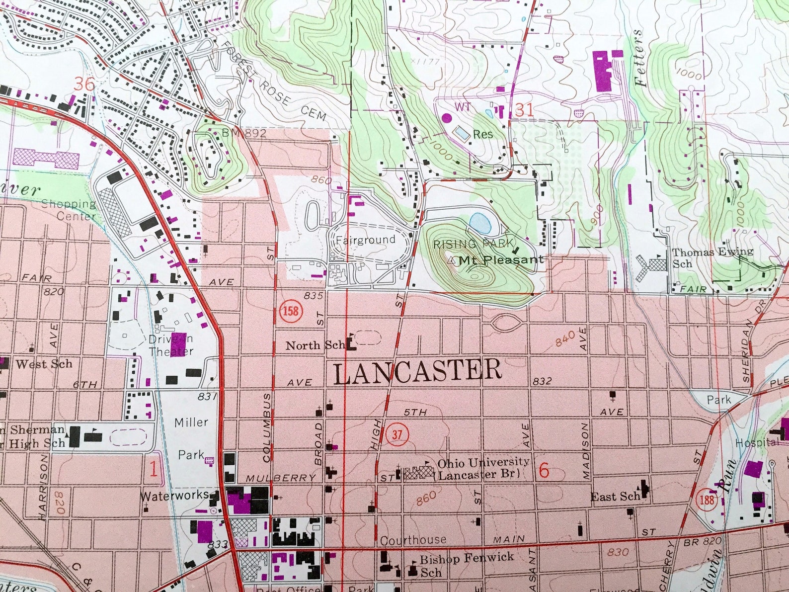 Antique Lancaster, Ohio 1961 US Geological Survey Topographic Map ...