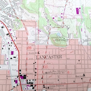 Antique Lancaster, Ohio 1961 US Geological Survey Topographic Map ...