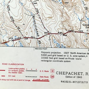 Antique Chepachet, Rhode Island 1943 US Geological Survey Topographic ...