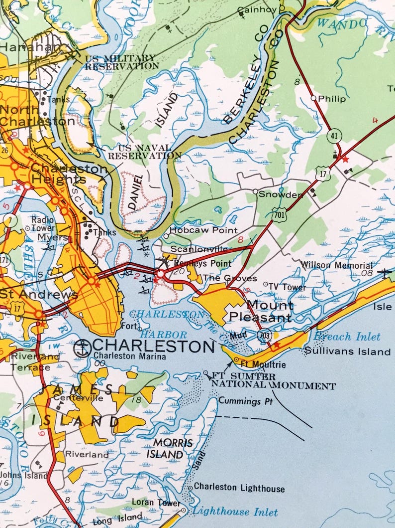 Antique James Island, South Carolina 1969 US Geological Survey ...