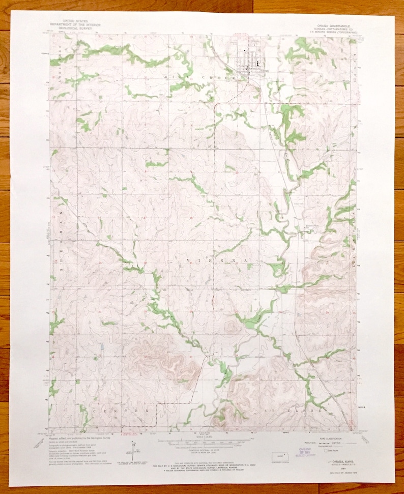 Antique Onaga, Kansas 1964 US Geological Survey Topographic Map – Lone ...