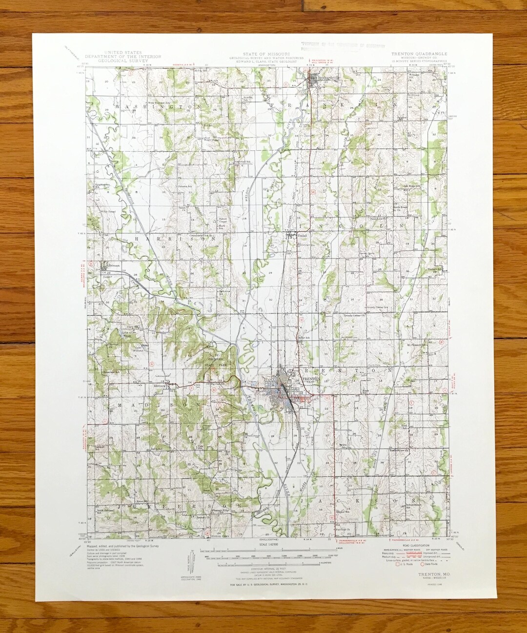 Antique Trenton, Missouri 1948 US Geological Survey Topographic Map ...