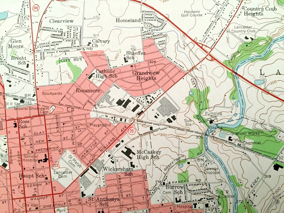 Antique Lancaster Pennsylvania 1956 US Geological Survey - Etsy UK