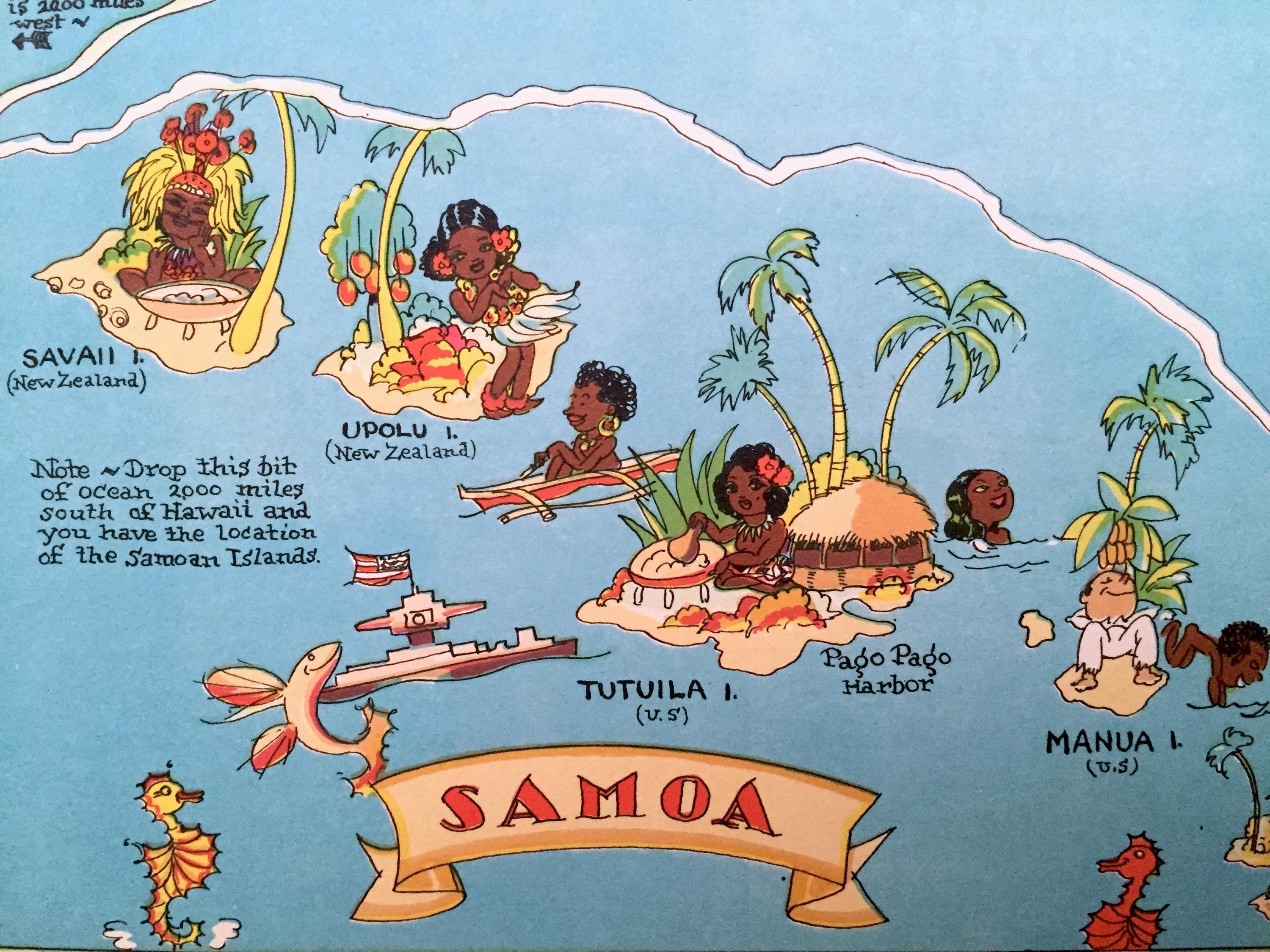 Antique 1935 Hawaii & Samoa State Map From Our Gay Geography by Ruth ...