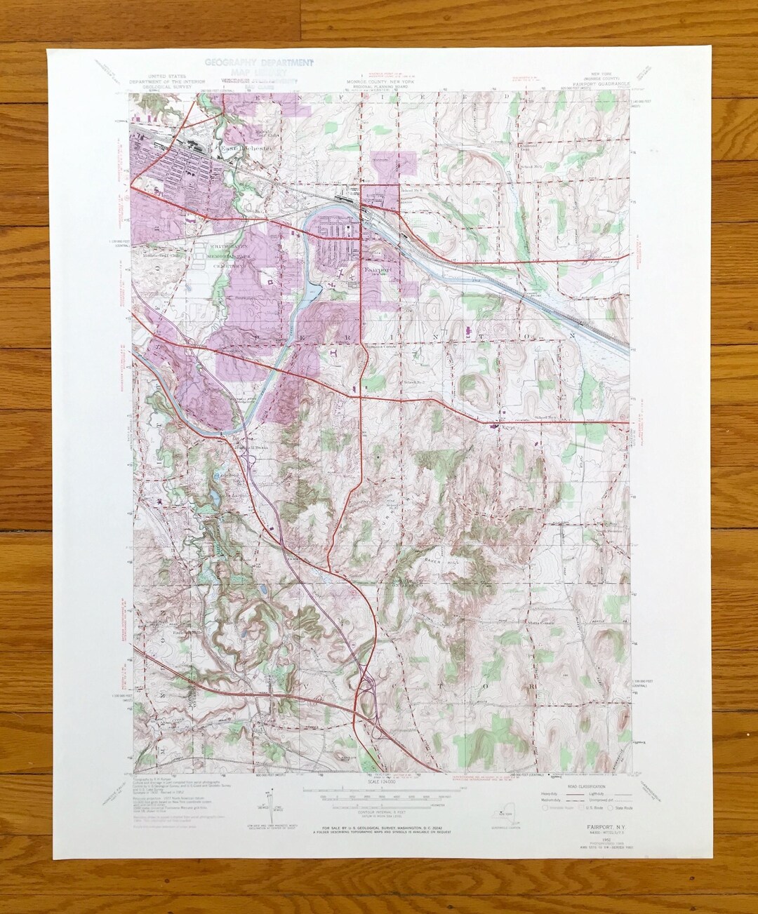 Antique Fairport, New York 1952 US Geological Survey Topographic Map ...