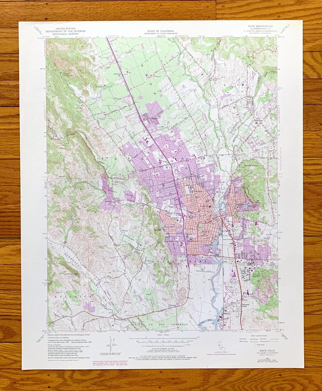 Antique Napa, California 1951 US Geological Survey Topographic Map ...