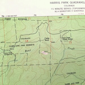 Antique Harris Park, Colorado 1957 US Geological Survey Topographic Map ...