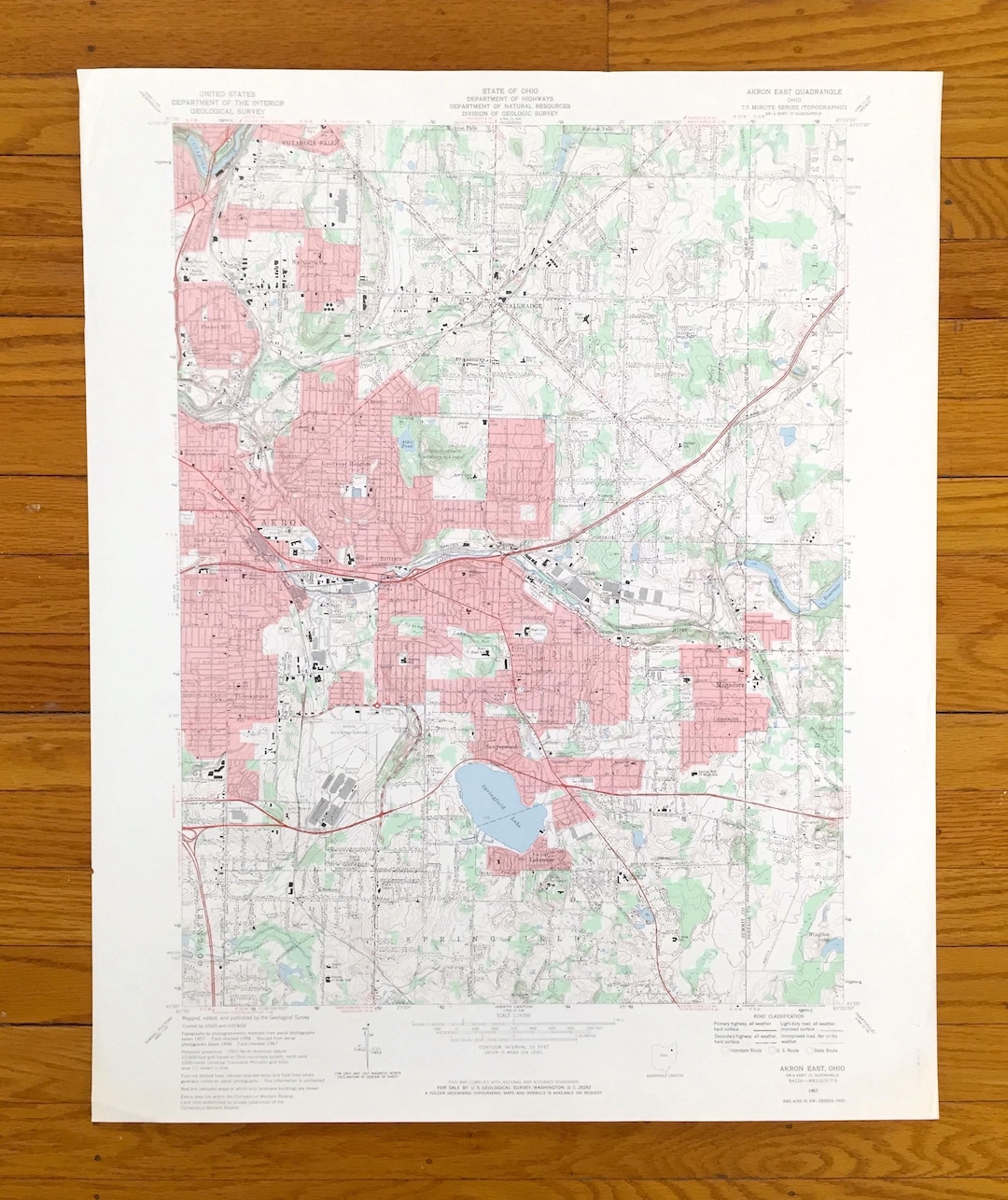 Antique Akron East, Ohio 1967 US Geological Survey Topographic Map ...