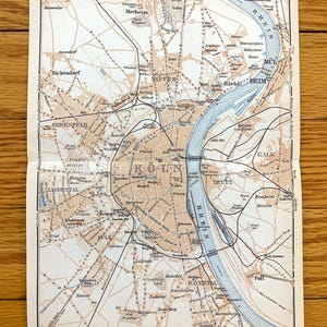 Antique 1911 Cologne (köln), Germany Map From Baedekers Guide Atlas ...
