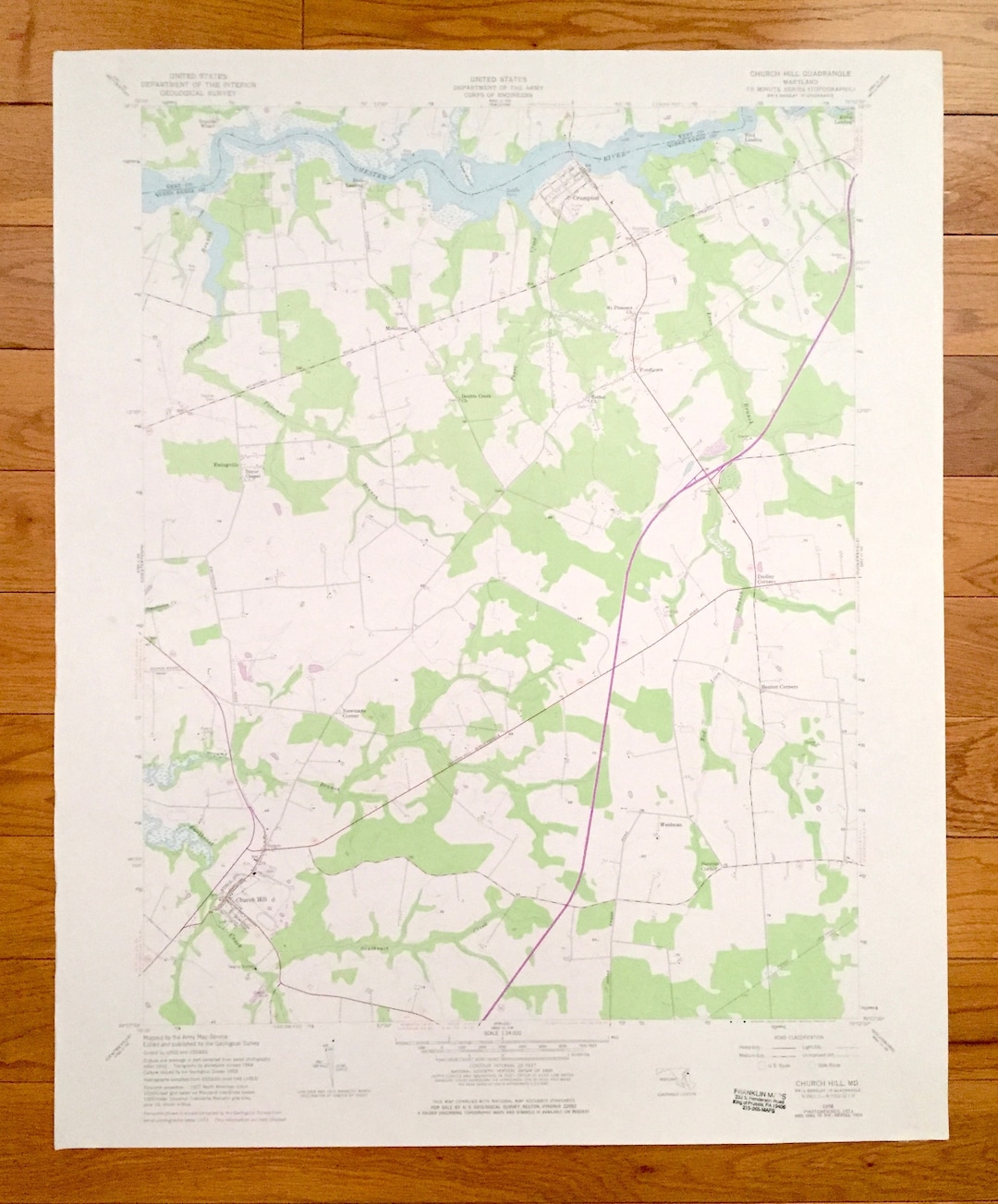 Antique Church Hill, Maryland 1958 US Geological Survey Topographic Map ...