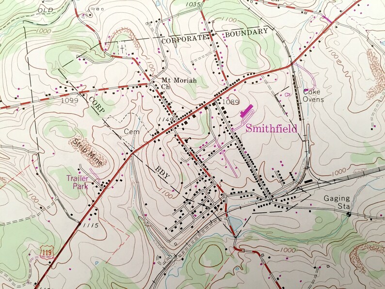 Antique Smithfield Pennsylvania 1964 US Geological Survey | Etsy