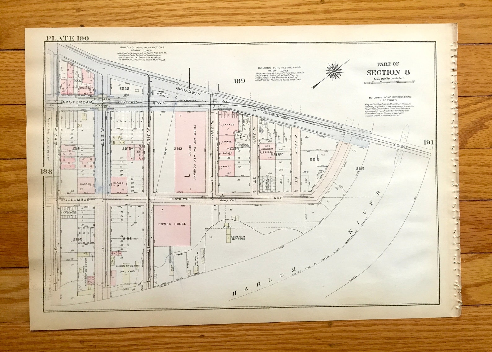 Antique Manhattan, New York City Map From Bromley's 1925 Manhattan Land ...
