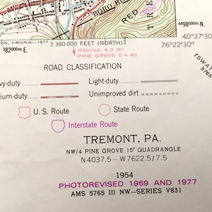 Antique Tremont, Pennsylvania 1954 US Geological Survey Topographic Map ...