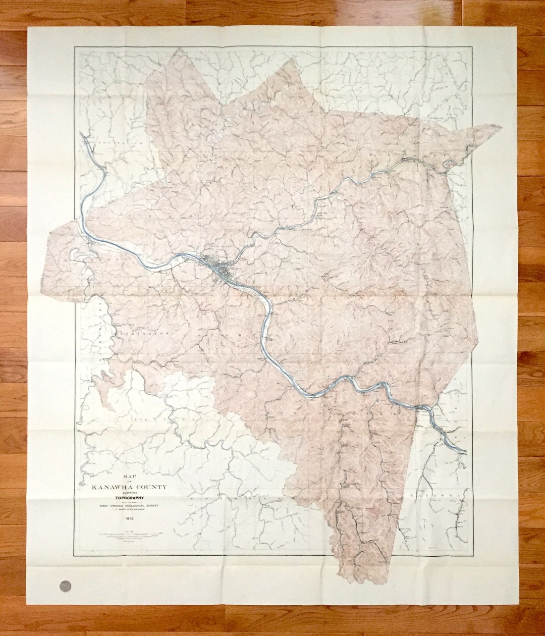 Antique Kanawha County, West Virginia 1913 Geological Survey Map ...