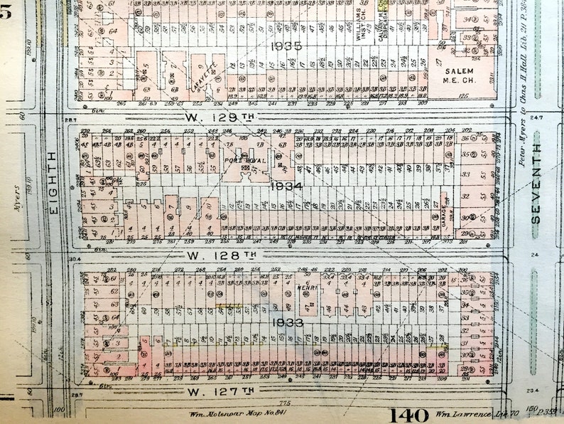 Antique Manhattan, New York City Map From Bromley's 1925 Manhattan Land ...