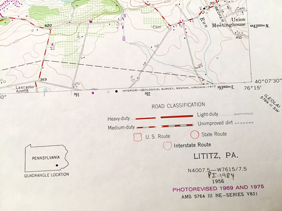 Antique Lititz Pennsylvania 1956 US Geological Survey - Etsy UK