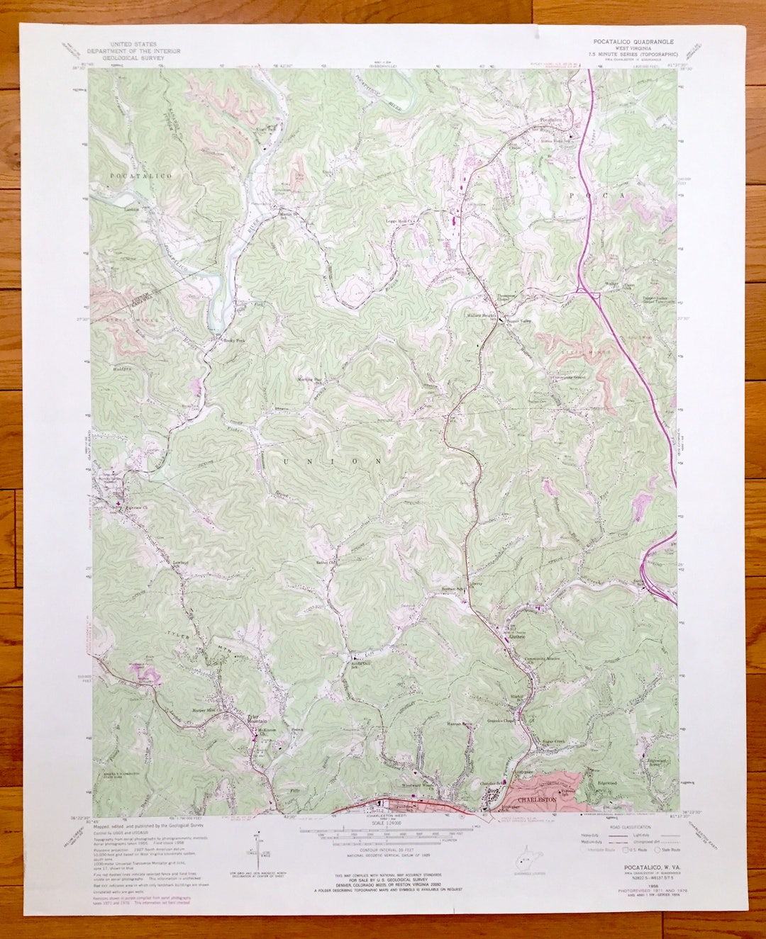 Antique Pocatalico, West Virginia 1958 US Geological Survey Topographic ...