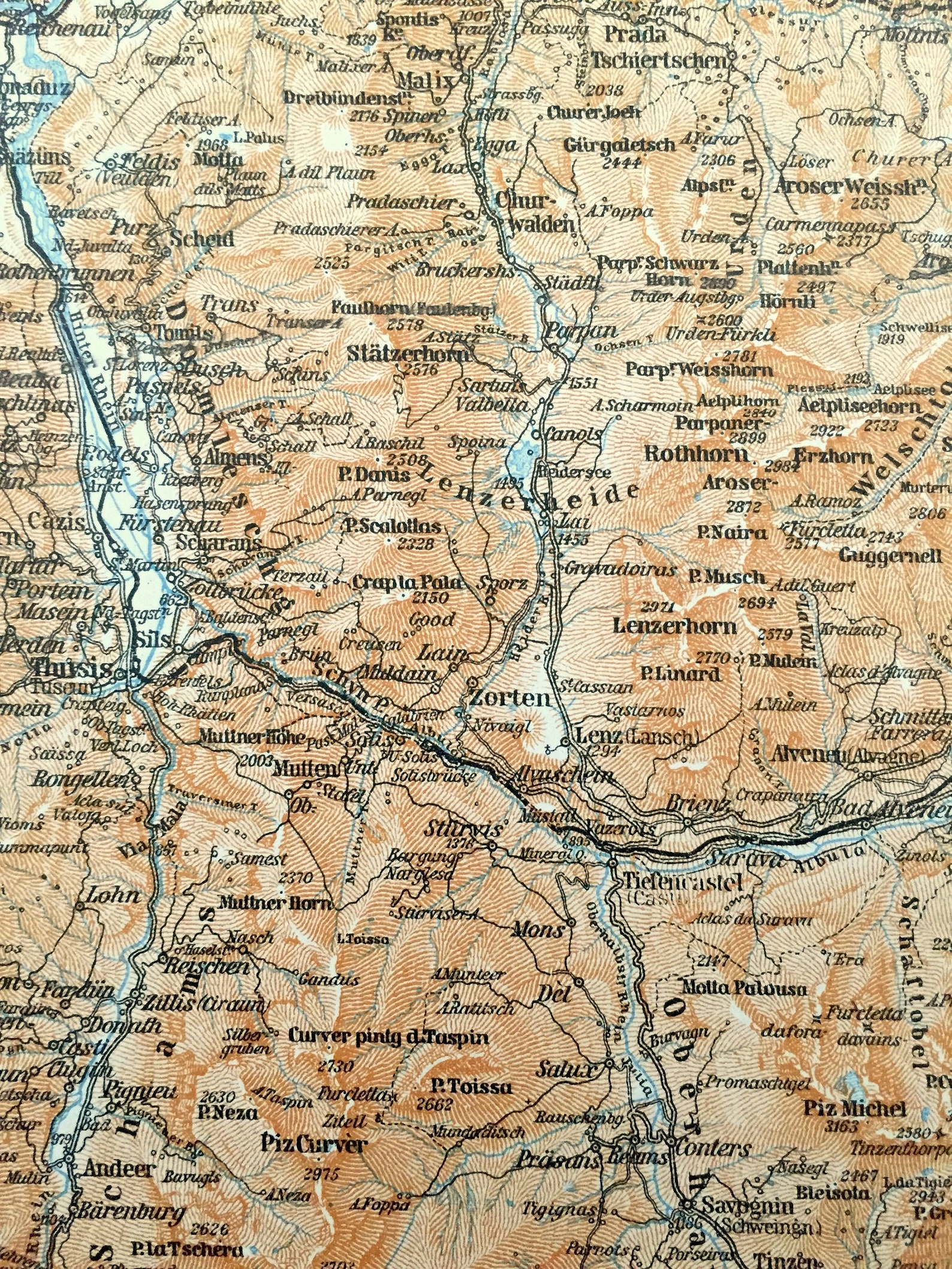 Antique 1913 Chur, Switzerland Map From Baedekers Guide Atlas – Ems ...