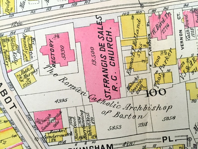 Antique 1906 Roxbury Massachusetts Map From GW Bromley Atlas - Etsy