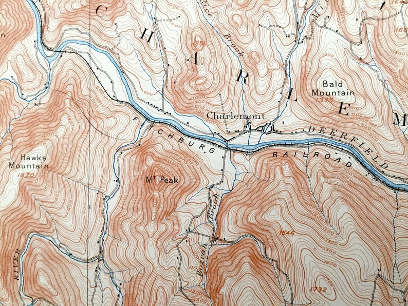Antique Hawley Massachusetts 1894 US Geological Survey | Etsy