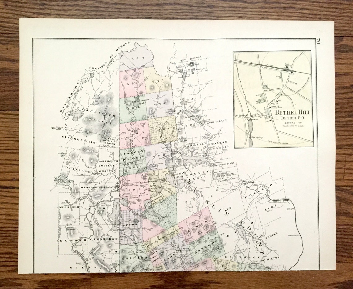 Antique 1885 Sagadahoc and Lincoln County, Maine Map by George N. Colby ...
