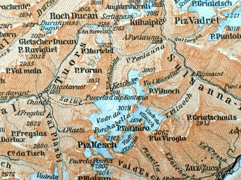 Antique 1913 Chur, Switzerland Map From Baedekers Guide Atlas – Ems ...