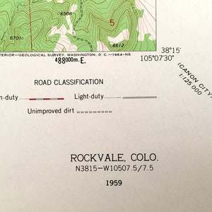 Antique Rockvale, Colorado 1959 US Geological Survey Topographic Map ...