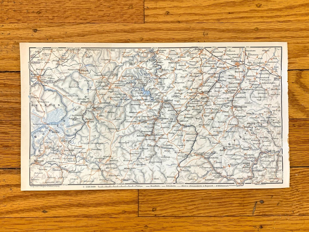 Antique 1911 Eupen, Belgium and North Rhine-westphalia, Germany Map ...