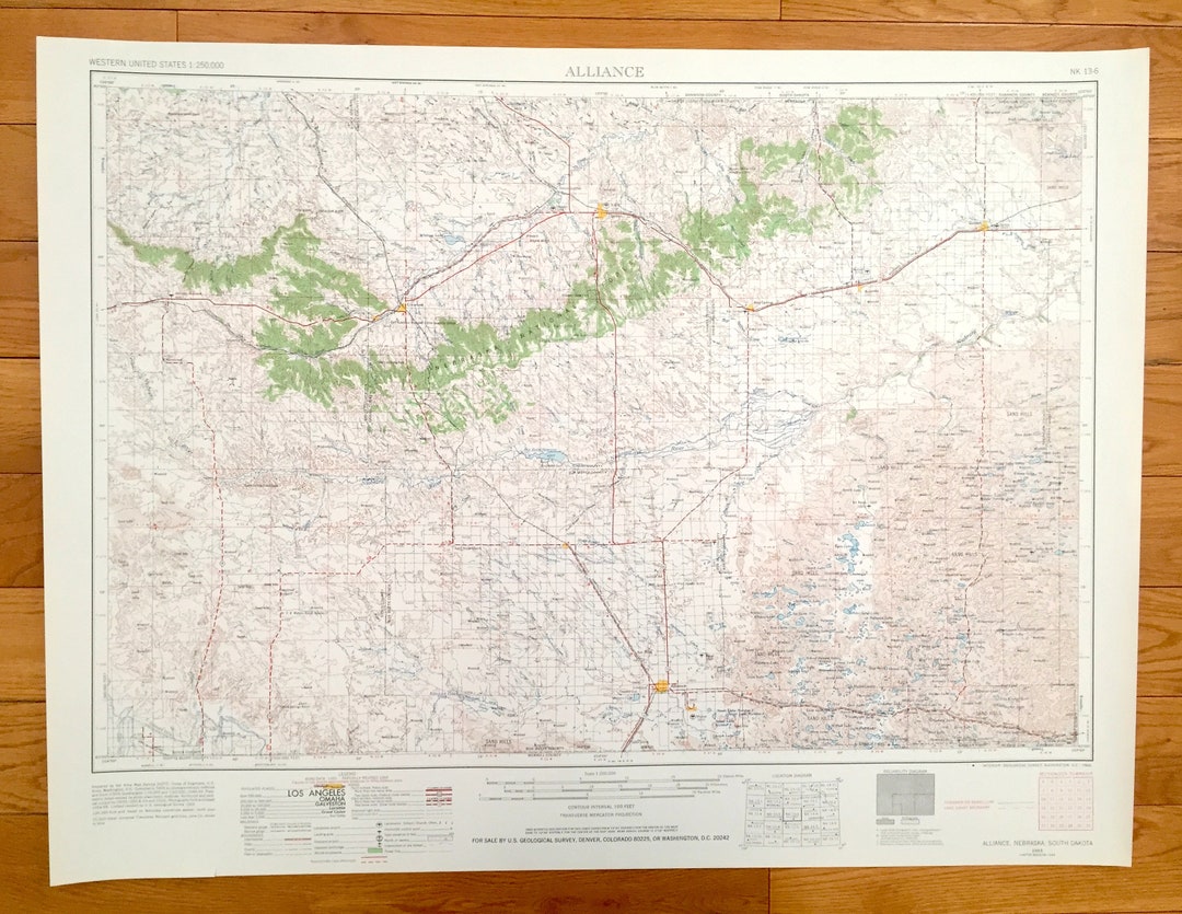 Antique Alliance, Nebraska 1955 US Geological Survey Topographic Map ...