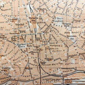 Antique 1906 Nottingham, England Map From Baedekers Atlas of Great ...