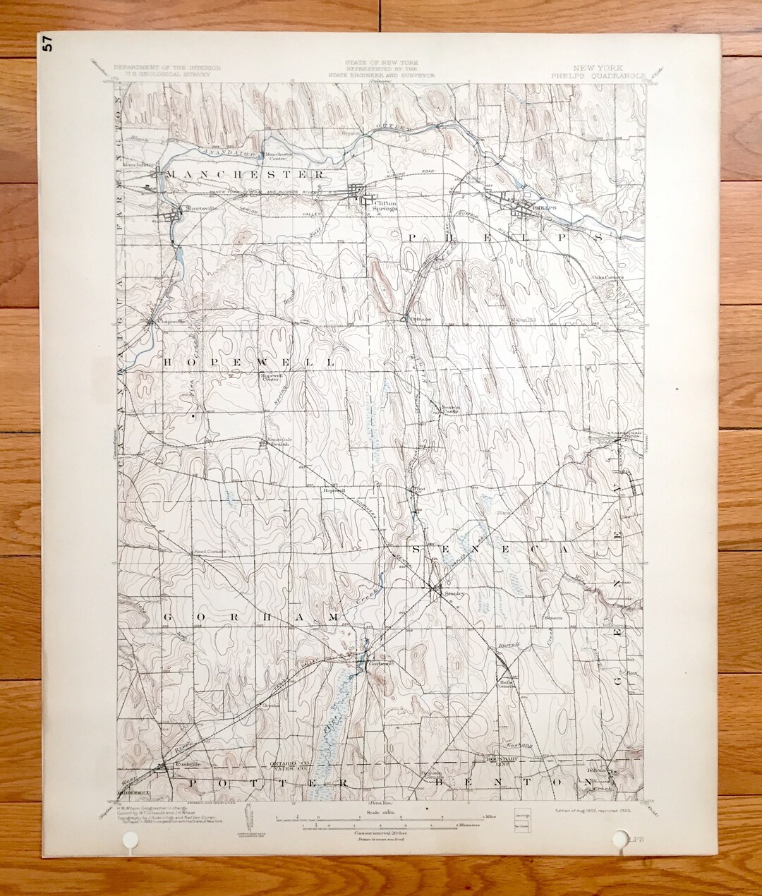 Antique Phelps, New York 1902 Mappa topografica del Geological Survey ...