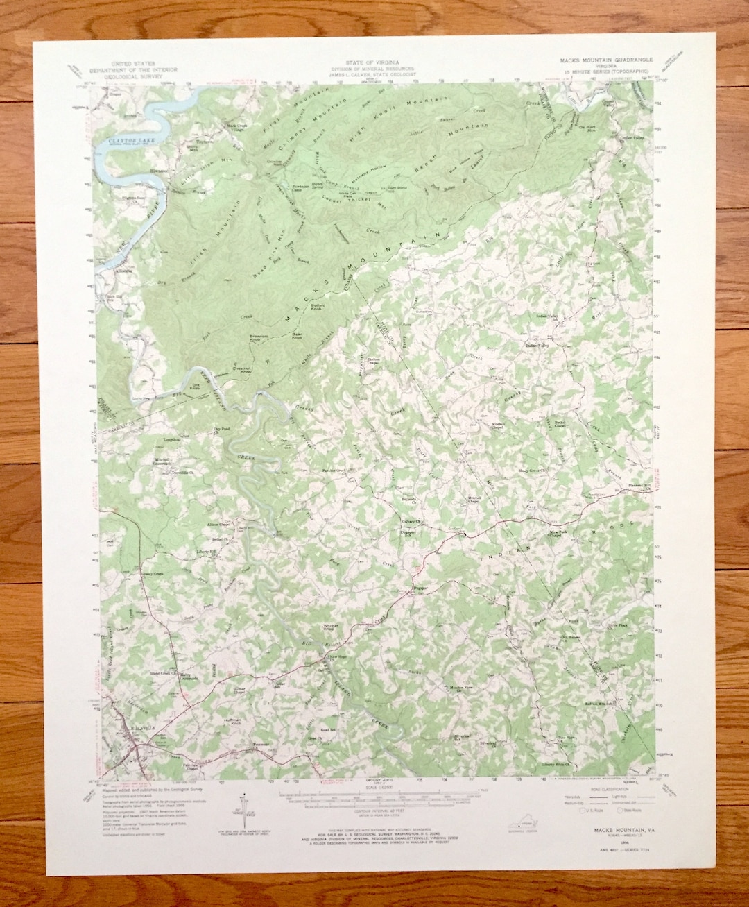 Antique Macks Mountain, Virginia 1956 US Geological Survey Topographic ...