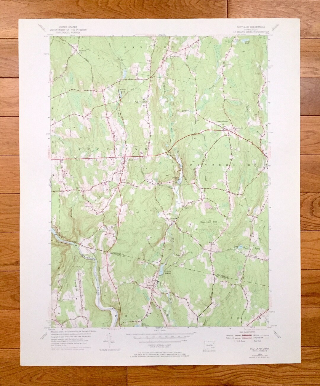 Antique Scotland, Connecticut 1953 US Geological Survey Topographic Map ...