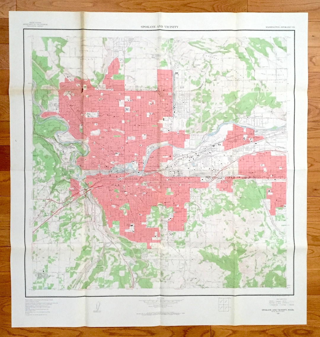 Antique Spokane, Washington 1963 Geological Survey Map – Country Homes ...