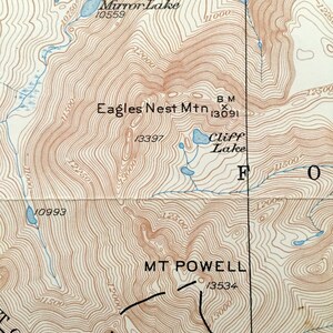 Antique Mt. Powell, Colorado 1933 US Geological Survey Topographic Map ...