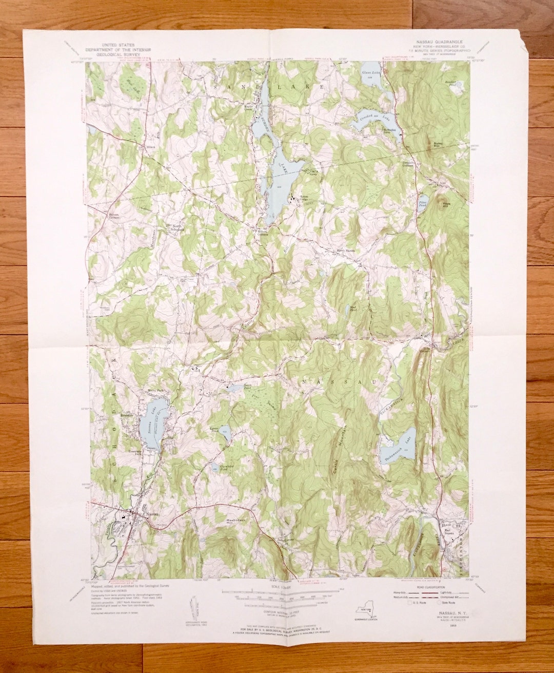 Antique Nassau, New York 1953 US Geological Survey Topographic Map ...
