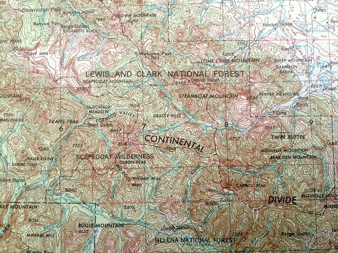 Antique Choteau, Montana 1955 US Geological Survey Topographic Map ...