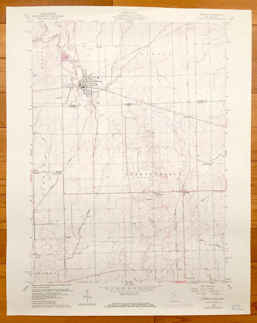 Antique Morenci, Michigan & Chesterfield, Ohio 1960 US Geological ...