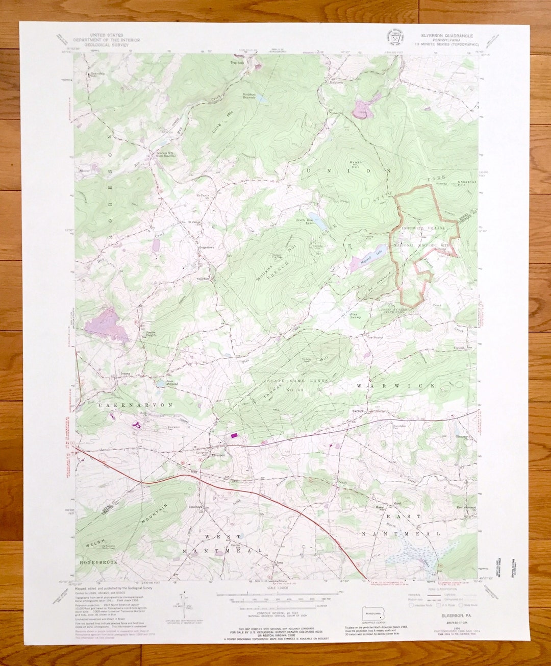 Antique Elverson, Pennsylvania 1956 US Geological Survey Topographic ...